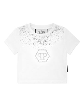 Philipp Plein Cropped T-Shirt Strass Round Neck Ss Hexagon