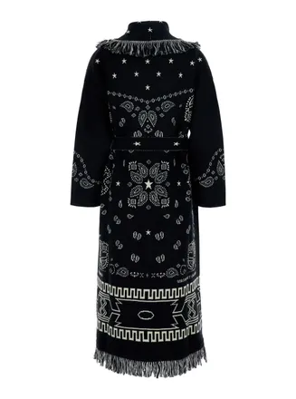 Alanui Womens Coat Bandana Jacquard Black Tops Top