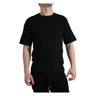 Dolce & Gabbana Gepr&auml;gtes Logo Baumwoll-T-Shirt - - Tops - Herren - Schwarzk - XS