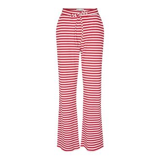Lollys Laundry Gestreifte Hose mit Elastischem Bund Rot - - Trousers - Damen - Rot - XS