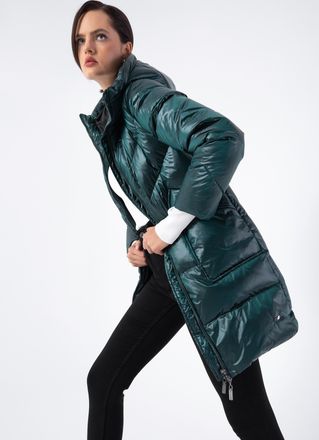 Wittchen Damen Daunenmantel aus gr&uuml;nem Nylon mit Kapuze