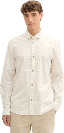 Tom Tailor Herren Slim Fit Hemd mit Muster, 36841 - White Multi Triangle Print, XXL