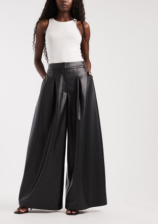 Asos pantalon large ajust&eacute; effet cuir noir craquel&eacute;