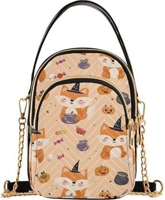 Mnsruu Sac à bandoulière pour femme avec sangle réglable - Motif citrouille et renard