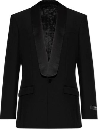 Balmain Homme, Vestes, Noir, Taille: 2XL Blazer en laine avec fente simple