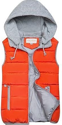 Generic Veste Femme Hiver Couleur Pure avec Capuche sans Manches - Manteau Femme Hiver Chaud Fermeture &Eacute;clair avec Poches Randonn&eacute;e Legere Unique Manteaux Res