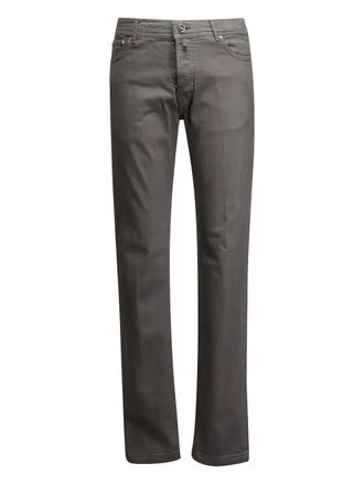 Kiton pantalon &agrave; coutures contrastantes - Gris