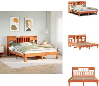 vidaXL Massivholzbett ohne Matratze Wachsbraun 180x200 Kiefernholz - Bettgestell - Bettrahmen - Schlafzimmermöbel - Bett