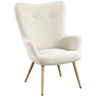 Yaheetech Yaheetech Fauteuil de Salon Si&egrave;ge Confortable en Velours C&ocirc;tel&eacute; Fauteuil Ergonomique avec Pieds en M&eacute;tal Effet du Bois Chaise de Relaxation Chaise &agrave;