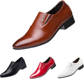 Generic Mocassins classiques à enfiler en cuir synthétique à bout pointu pour homme - Chaussures habillées confortables pour la conduite et la marche au trava