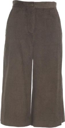 ottod'Ame Femme, Pantalons, Vert, Taille: 38 FR Culottes Taille Haute Marrone Aw25