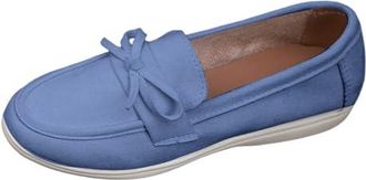 Generic Chaussures de marche pour femme avec noeud - Bout rond - Chaussures de ballet en daim - Semelle plate - Couleur unie - Confortables - Chaussures de sp