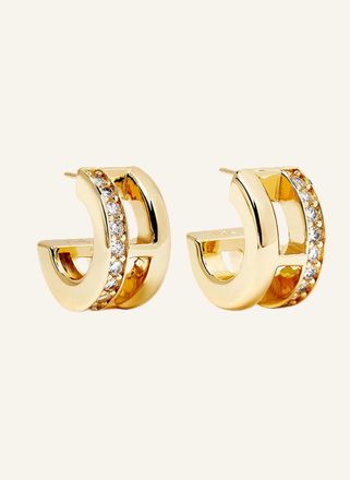 Yoj Yoj Creolen Midi Pave Bar Earrings By Glambou gold