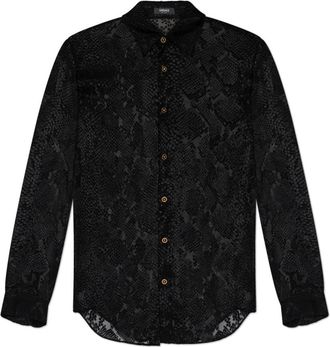 Versace Homme, Chemises, Noir, Taille: XL Chemise Transparente