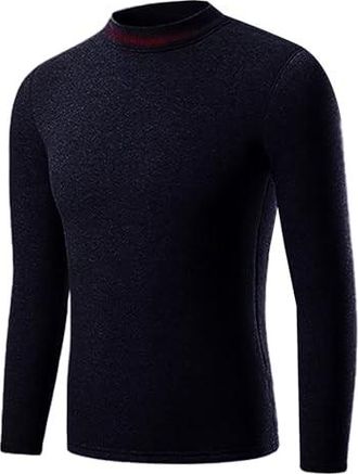 Generic Homme T-Shirt Thermique Manches Longues Haut Thermique Hiver Pull Chaud Maillot de Corps sous-V&ecirc;tement de D&eacute;tente Chemise &agrave; Col Roul&eacute; Top Sport Pull S