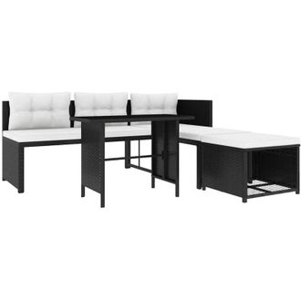 vidaXL Vidaxl - Salon de jardin 4 pcs R&eacute;sine tress&eacute;e Noir