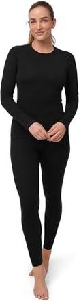 Danish Endurance sous-v&ecirc;tements Thermiques en Laine m&eacute;rinos Chaudes pour Femmes, Ensemble de Couches de Base Thermique pour Femmes, Haut & Bas, Noir, L
