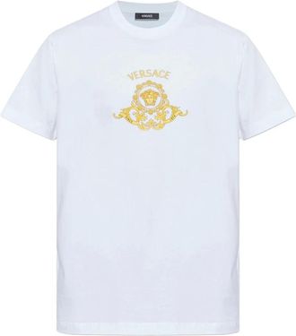 Versace Homme, Tops, Blanc, Taille: XL T-shirt slim imprim&eacute; en jersey de coton