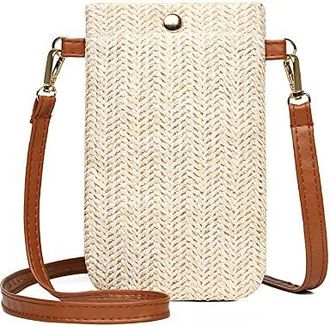 Generic Sac &agrave; bandouli&egrave;re en paille tiss&eacute;e, pochette dext&eacute;rieur pour t&eacute;l&eacute;phone, plage, &eacute;t&eacute;, boh&egrave;me, petit sac &agrave; bandouli&egrave;re pour t&eacute;l&eacute;phone portable, porte-mon