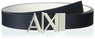 A|X Armani Exchange Small AX Hing Belt, Bleu Marine/Blanc, 32 Homme