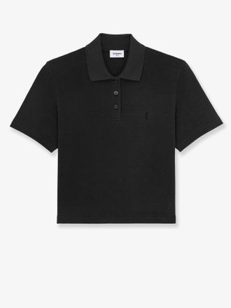 Saint Laurent Cassandre Cotton Piqu&eacute; Cotton Polo Shirt - SAINT LAURENT - gender_Woman