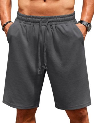 Coofandy Shorts Herren Kurze Jogginghose Sweatshorts Kurze Hosen Herrenshorts Sommershorts Sporthose Kurz Gym Shorts Baggy Dunkelgrau 3XL