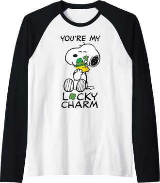 Peanuts St. Patricks Snoopy Gl&uuml;cksbringer Kleeblatt Raglan