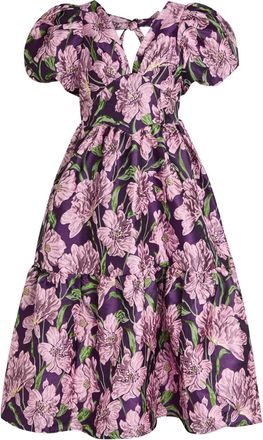 Sister Jane robe mi-longue Floraison en jacquard - Violet