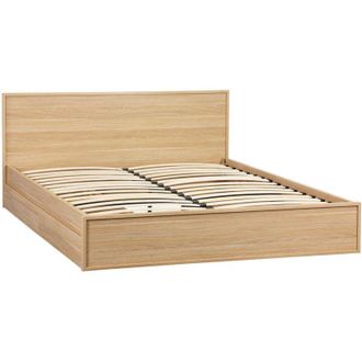 Sweeek Bett mit Lattenrost und Kopfteil 160 x 200 cm + 4 Schubladen Holzdekor
