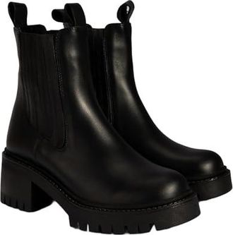 Desa Bottines en Daim pour Femme - Talon Bloc, Doublure Textile, Respirantes | Noir - 40