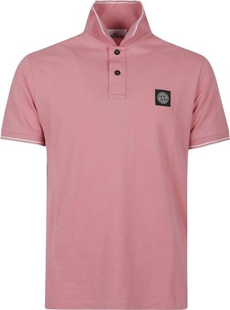Stone Island Homme, Tops, Rose, Taille: XL Polo Slim Fit &agrave; Manches Courtes