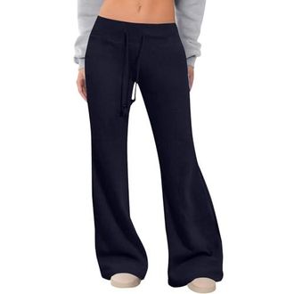 Generico Pantalon de surv&ecirc;tement uni pour femme avec poches, jambes fusel&eacute;es, pantalon de jogging, pantalon de course &agrave; pied jambe droite, pantalon de jogging 
