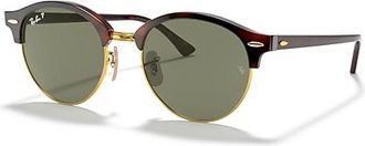 Ray-Ban Clubround Classic Sonnenbrillen Tortoise Fassung Gr&uuml;n Glas Polarisiert 51-19