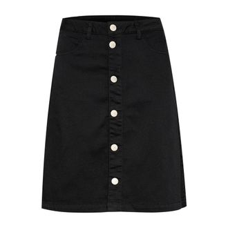 Cream Pitch Black A-Linien-Rock mit Frontkn&ouml;pfen - - Skirts - Damen - Schwarzk - M