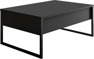 Dmora Couchtisch Canis 90x60x40h cm Schwarz mit Zeitungsfach