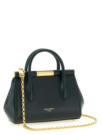 Dolce & Gabbana Womens Marlene Top Handle Bag Green Calfskin Leather
