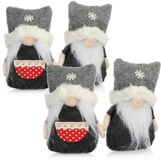 Com-Four 4X Premium Weihnachtswichtel 13cm - winterliches Wichtelpaar - niedliche Zwerge mit Doppel-Zipfelmütze - Weihnachtsdeko - Nordpol-Figuren als Dekoarti
