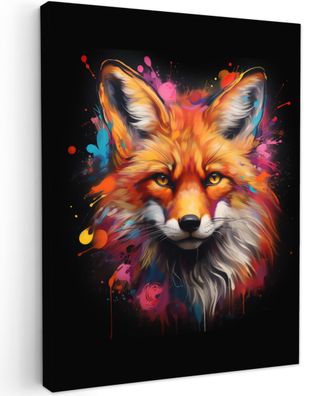 MuchoWow © Wandbilder 60x80 cm Schlafzimmer Home Deko Wohnung Bild Wohnzimmer Fotoleinwand Wand Bilder Leinwand Wall Decor Graffiti - Fuchs - Pop-Art - Tiere -