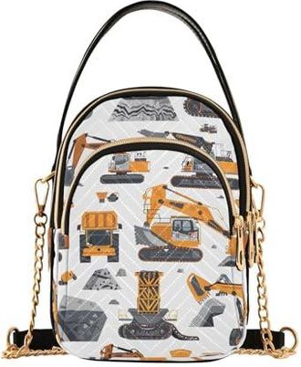 Mnsruu Sac à bandoulière pour femme, sac à dos à bandoulière pour enfant, pelleteuse, véhicule dingénierie, petit sac à bandoulière avec sangle réglable