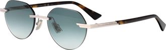 Bottega Veneta BV1379S Metal Round Sunglasses - Silver