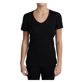 Dolce & Gabbana Femme, Tops, Noir, Taille: 38 FR T-Shirt &agrave; Col Rond