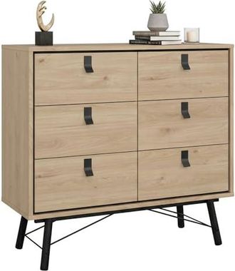Dmora Kommode Aurelie, Wohnzimmerbuffet, Wohnzimmer-Sideboard, Moderne K&uuml;chen-Speisekammer, 102x40 h95 cm, Eiche