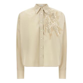 Brunello Cucinelli Techno Baumwoll-Popeline-Hemd - - Blouses & Shirts - Damen - Beige - M