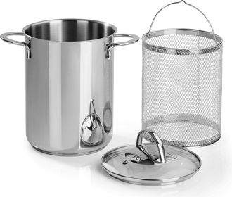 Barazzoni 487051016 Kochtopf für Gemüse mit Korb, Edelstahl, Grau, 23.1 x 31.5 x 15.5 cm