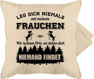 Shirtracer Kissenbezug - Kissen - Leg Dich Niemals mit Meinem Frauchen an - Hundebesitzerin Lustig Geschenk Geschenke Hunde Frauchen Hundeliebhaberin - 50 x 50 c