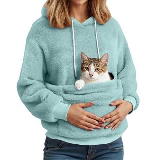 Generic Sweat a Capuche Femme Pull pour Chat avec Grande Poche Sweat Kangourou Chat Manches Longues Sweat-Shirts Femme Chien Titulaire Transporteur Pochette p
