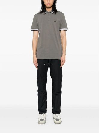HUGO BOSS Contrast-Trim Cotton Polo Shirt - Gray