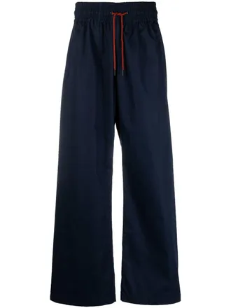 Viktor & Rolf pantalon &eacute;vas&eacute; &agrave; taille &agrave; lien de resserrage - Bleu