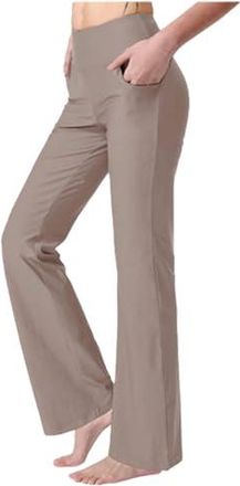 Generic Pantalon habillé bootcut pour femme, legging daffaires, pantalon habillé extensible, contrôle du ventre avec poches, kaki, L