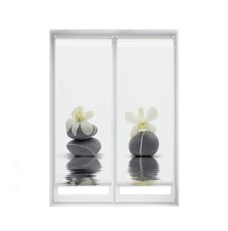 Blindecor Duo Relax | Packung mit 2 Verdunkelungsrollos, lichtdurchlässig, ohne Bohren, Digitaldruck, Modell Orchidee, 55 x 150 cm (Breite x Höhe), Stoffgröße 5